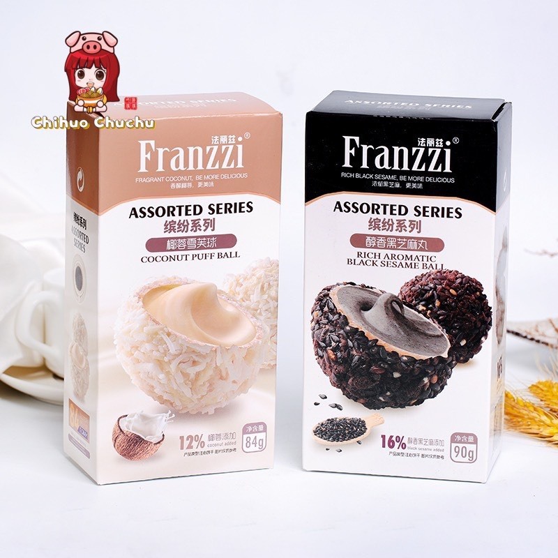 Bánh Franzzi Taste nhiều vị (sữa dừa, mè đen, việt quất, hạnh nhân) hộp ...