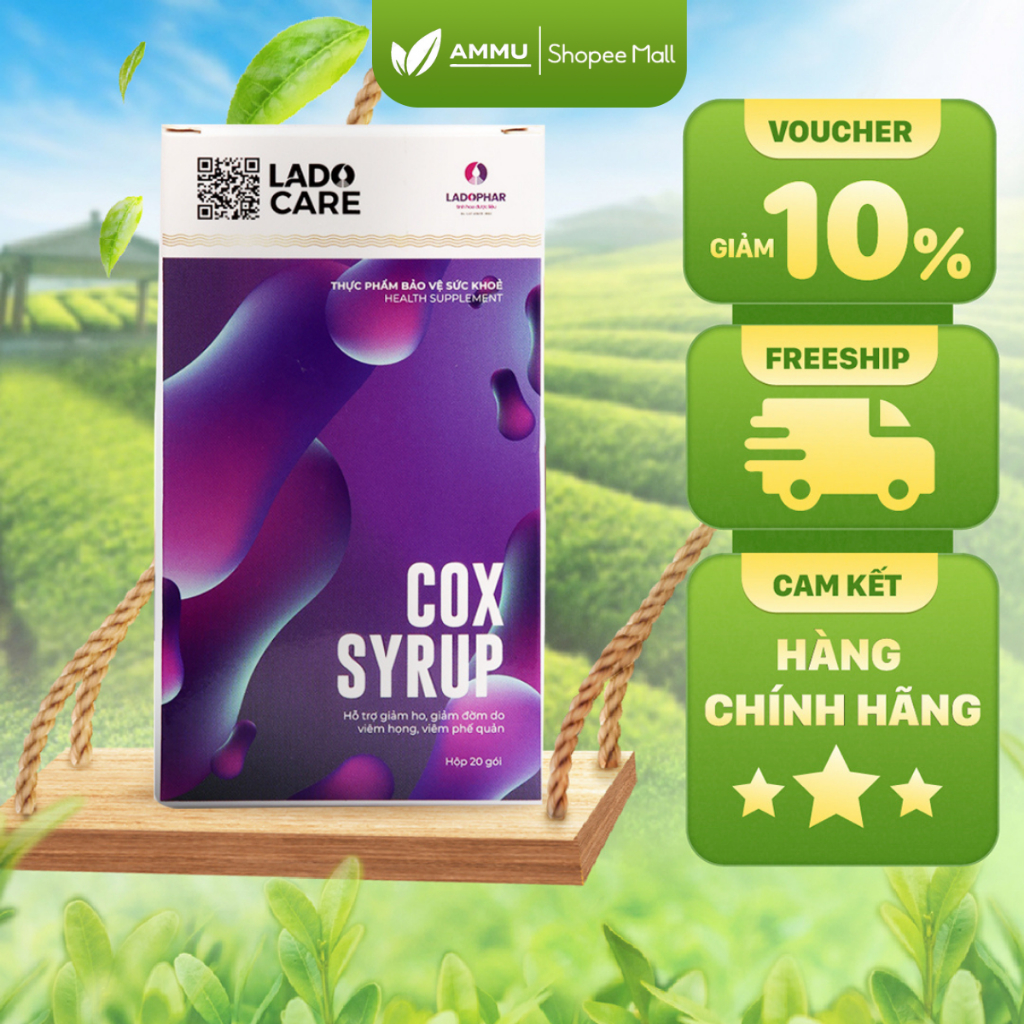 Siro ho hỗ trợ giảm ho Lado Care Cox Syrup Ladophar bổ phế Hộp 20 Gói ...