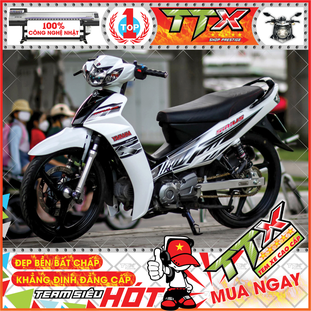 Tem Sirius Đen Xọc Dán Xe Trắng Đen Chuẩn Đẹp - Tem Sirius Trắng Sản ...