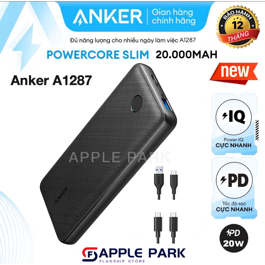 Sạc Dự Phòng ANKER Sạc Nhanh PD 20W A1245 10000mAh / A1287 20000mAh,Sạc ...