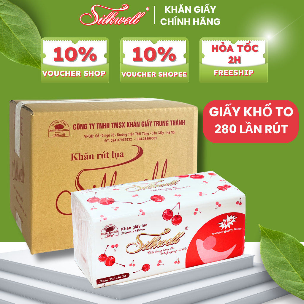 Giấy ăn rút khổ to Thùng 9 gói giấy rút lụa Silkwell 280 tờ Hàng chính ...