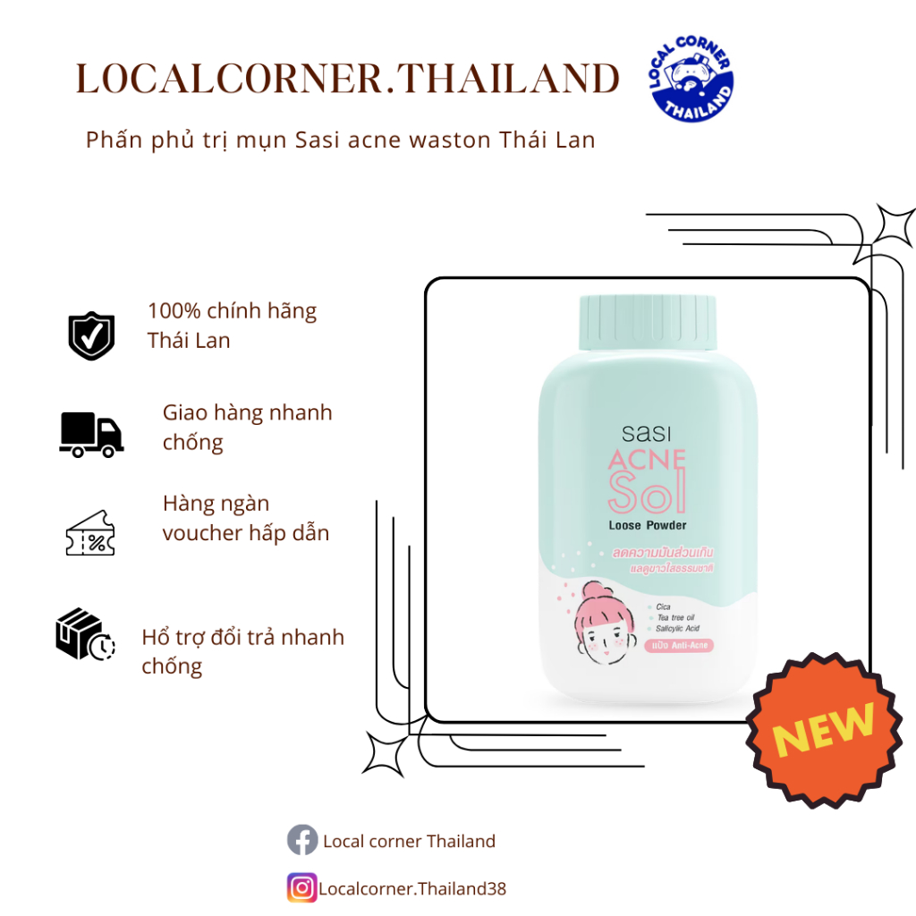 [ CHÍNH HÃNG] phủ Sasi Acne Sol Loose Powder | Shopee Việt Nam