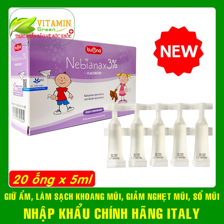 Dung dịch nhỏ mũi Buona Nebial / Nebianax 3% Flaconcini giữ ẩm và giảm ...