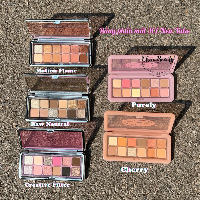 Bảng phấn mắt 3CE New Take Eyeshadow Palette (Raw Neutrals, Motion Flame, Creative Filter ...