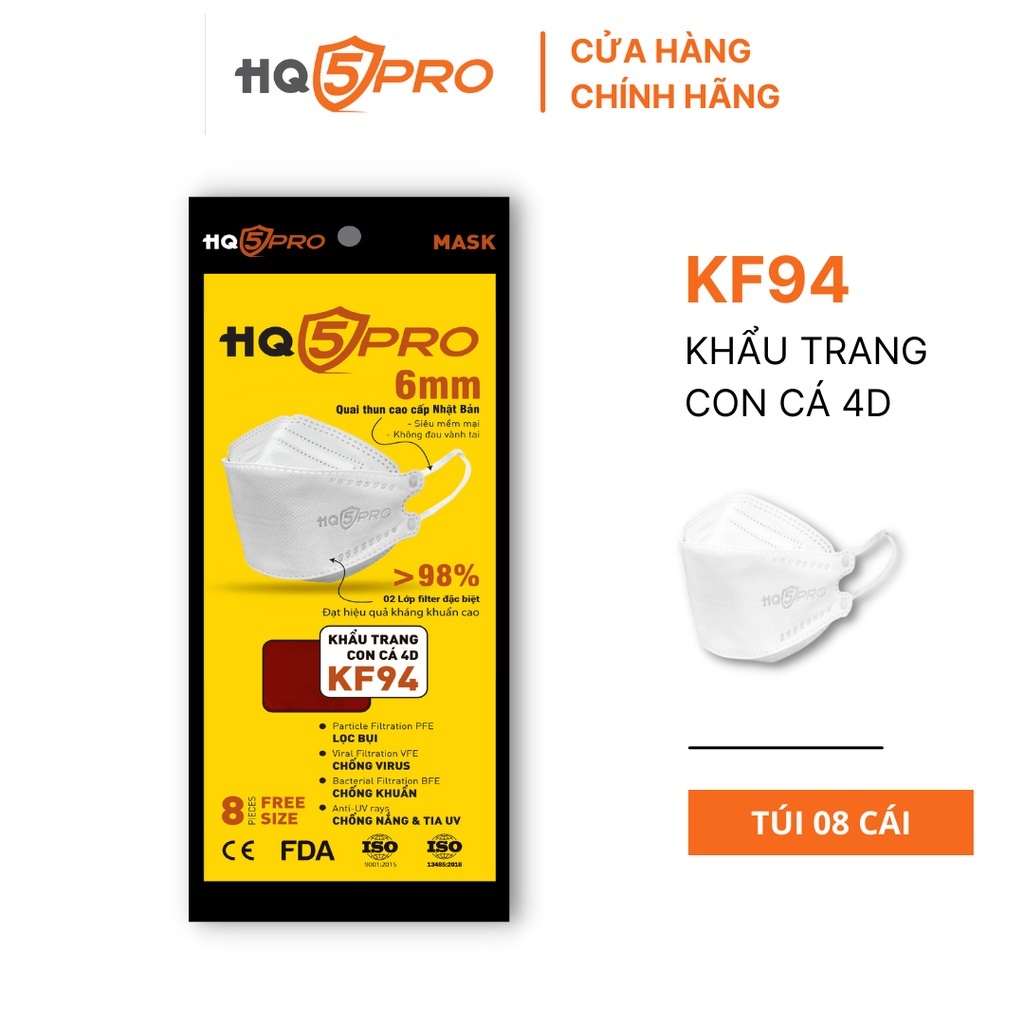 [1 THÙNG 240 CÁI] Khẩu trang KF94 HQ5 PRO 4 lớp kháng khuẩn, kiểu dáng ...
