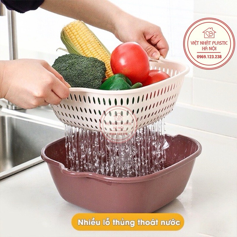 Bộ Thau Rổ Nhựa 2 cái Rửa Rau Hoa Củ Quả Cao Cấp- 3288/3289/3290 ...