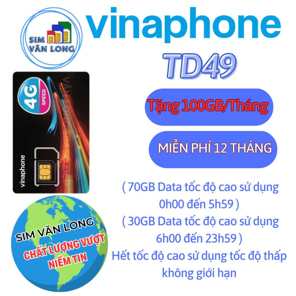 Sim4G TD49 Vinaphone , Tổng Data 1200GB Sử Dụng 1 Năm - Không Giới Hạn Truy Cập Tốc Độ Thấp ...