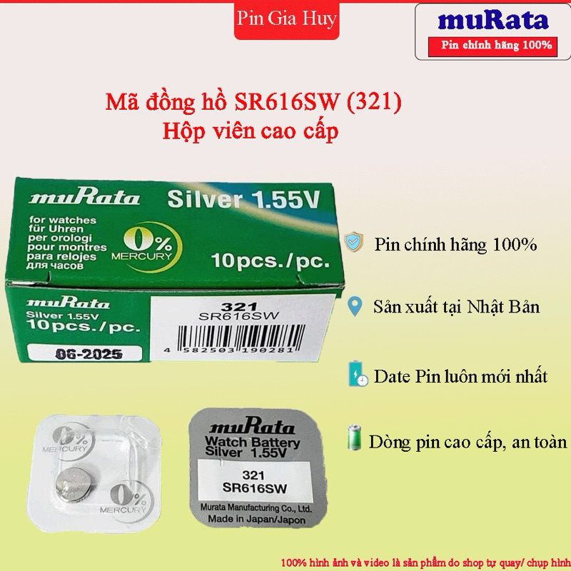 Pin đồng hồ Sony muRATA 321 SR616SW - pin sony muRATA 616 chính hãng ...