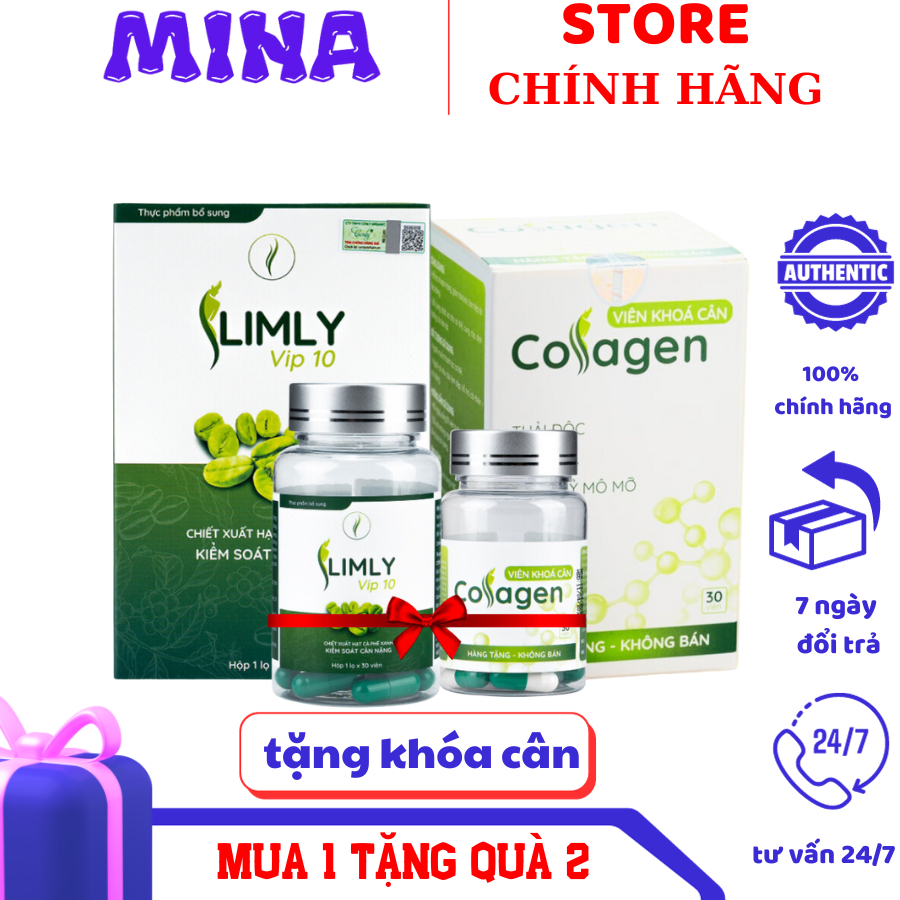 Thảo Mộc Hỗ Trợ Giảm Béo Slimly VIP 10 Tặng Kèm 30v Collagen Khóa Cân ...