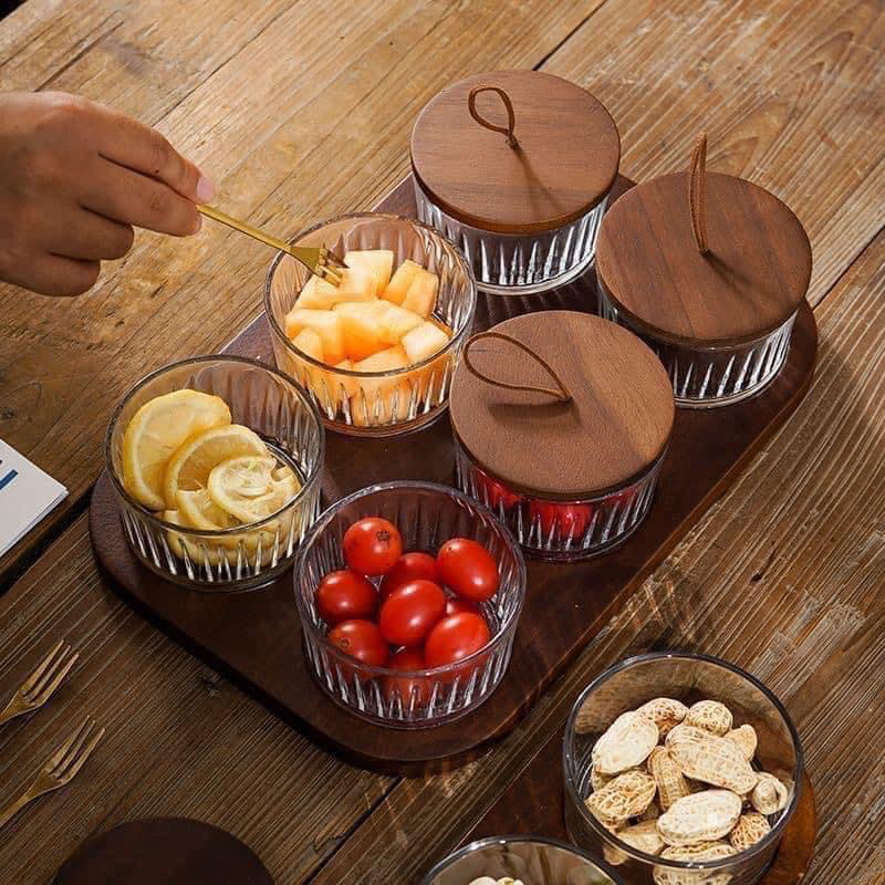 Khay đựng Mứt Thuỷ Tinh Gỗ Hàng Nội địa Trung Full Box HÃng Shopee Việt Nam
