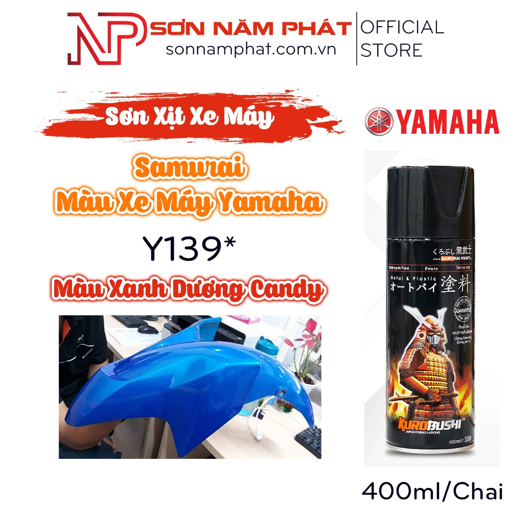 Sơn Xịt Samurai Màu Xe Máy Yamaha Y139* Màu Xanh Dương Candy | Shopee ...