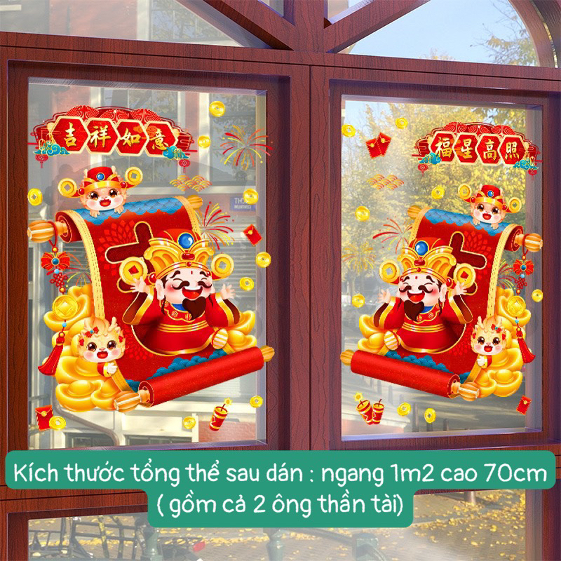 Decal Tết 2024 mẫu 2 ông thần tài dán cửa kính hít tĩnh điện | Shopee ...