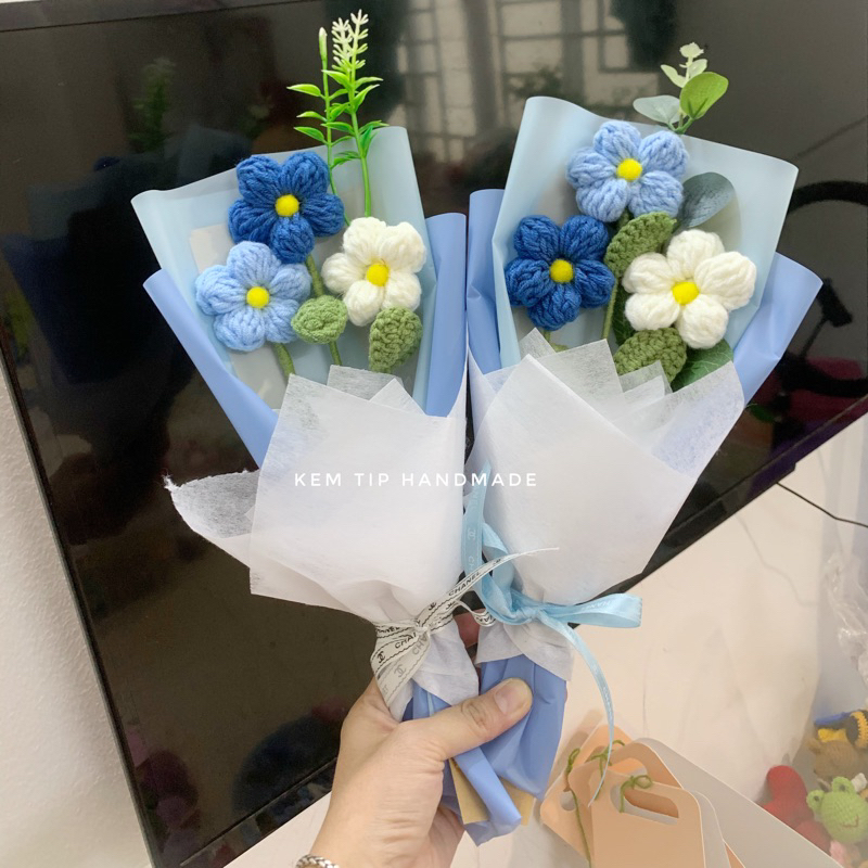 Bó hoa 5 cánh len nhiều màu có sẵn (bông to) | Shopee Việt Nam