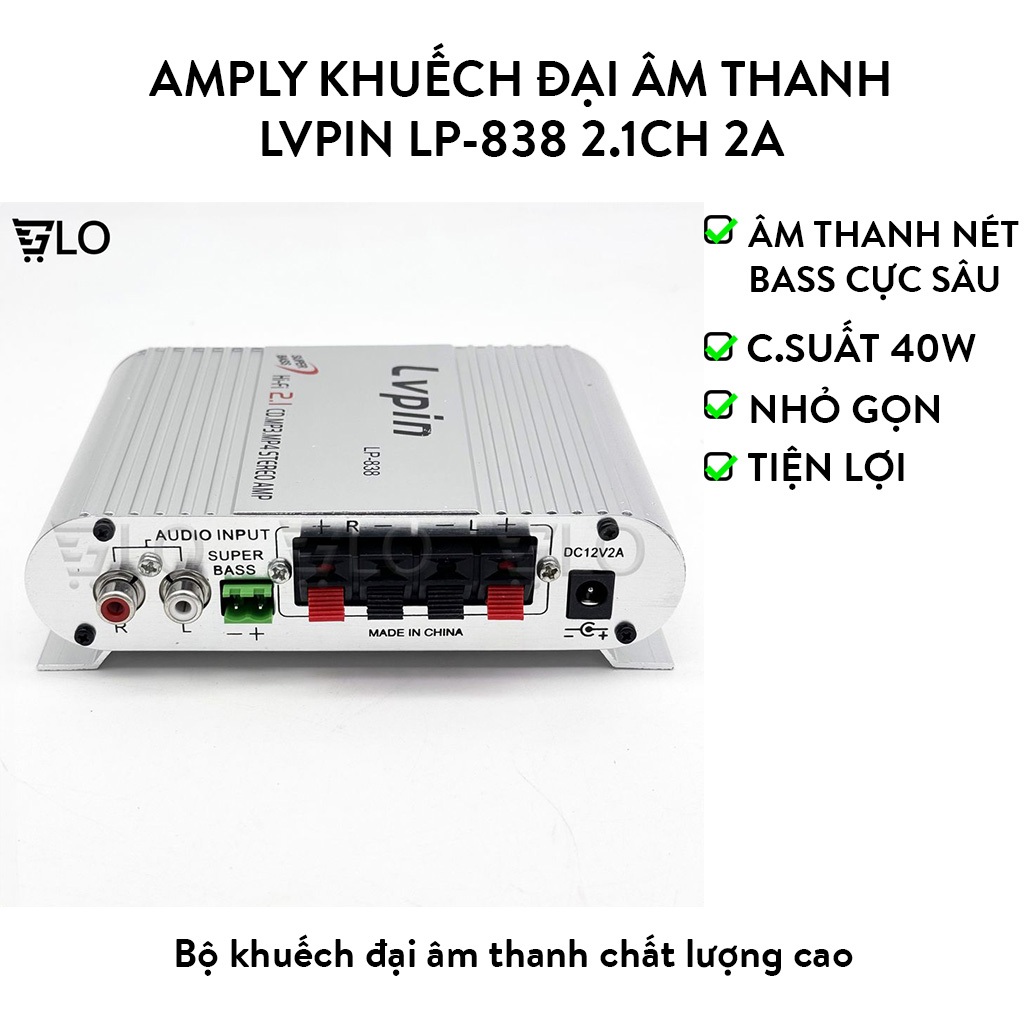 Bộ Âm Ly Mini, Amply Khuếch Đại Âm Thanh LP-838 2.1CH | Shopee Việt Nam