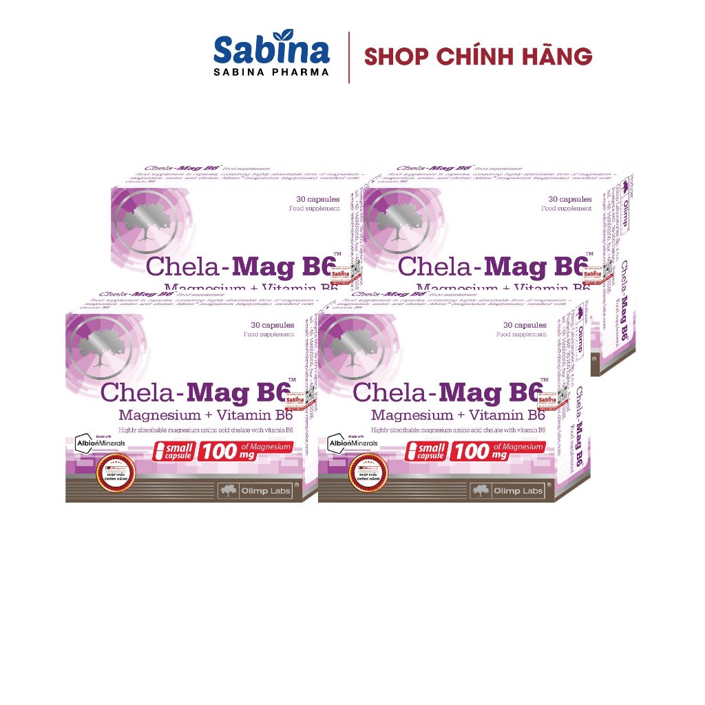 4 hộp Chela-Mag B6 Olimp Labs – Bổ sung Magie và Vitamin B6 hỗ trơ giảm ...