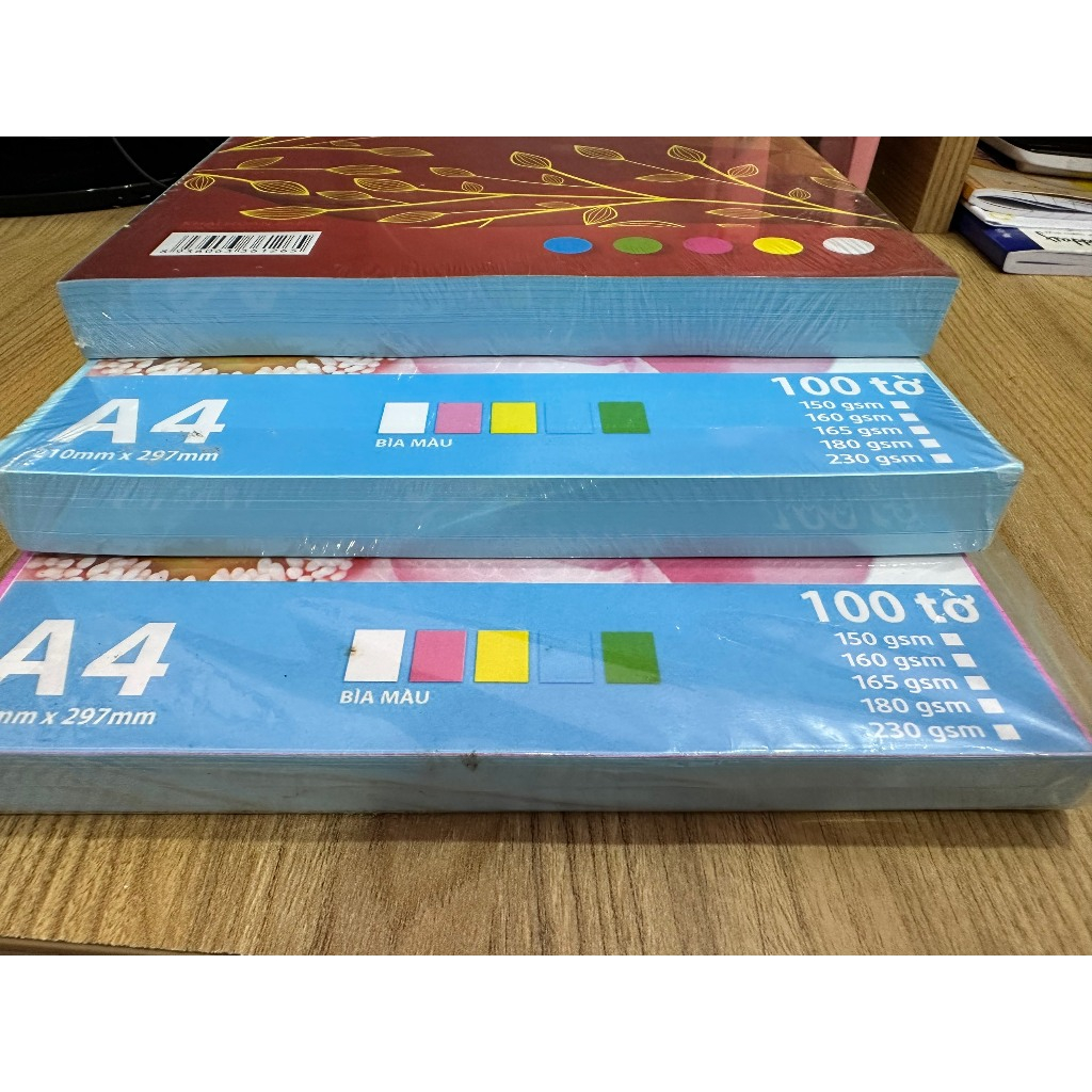 ( Thanh Lý ) Giấy Bìa Màu A4 ,Bìa bóng kính trong suốt A4,Decal Đế Vàng ...