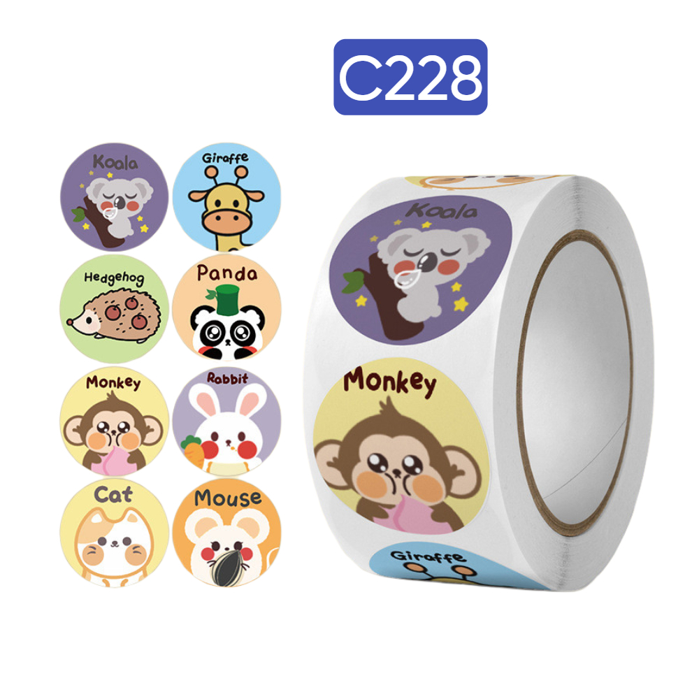 Cuộn 500 sticker khen thưởng tạo hứng thú cho bé học tiếng Anh loại dày ...