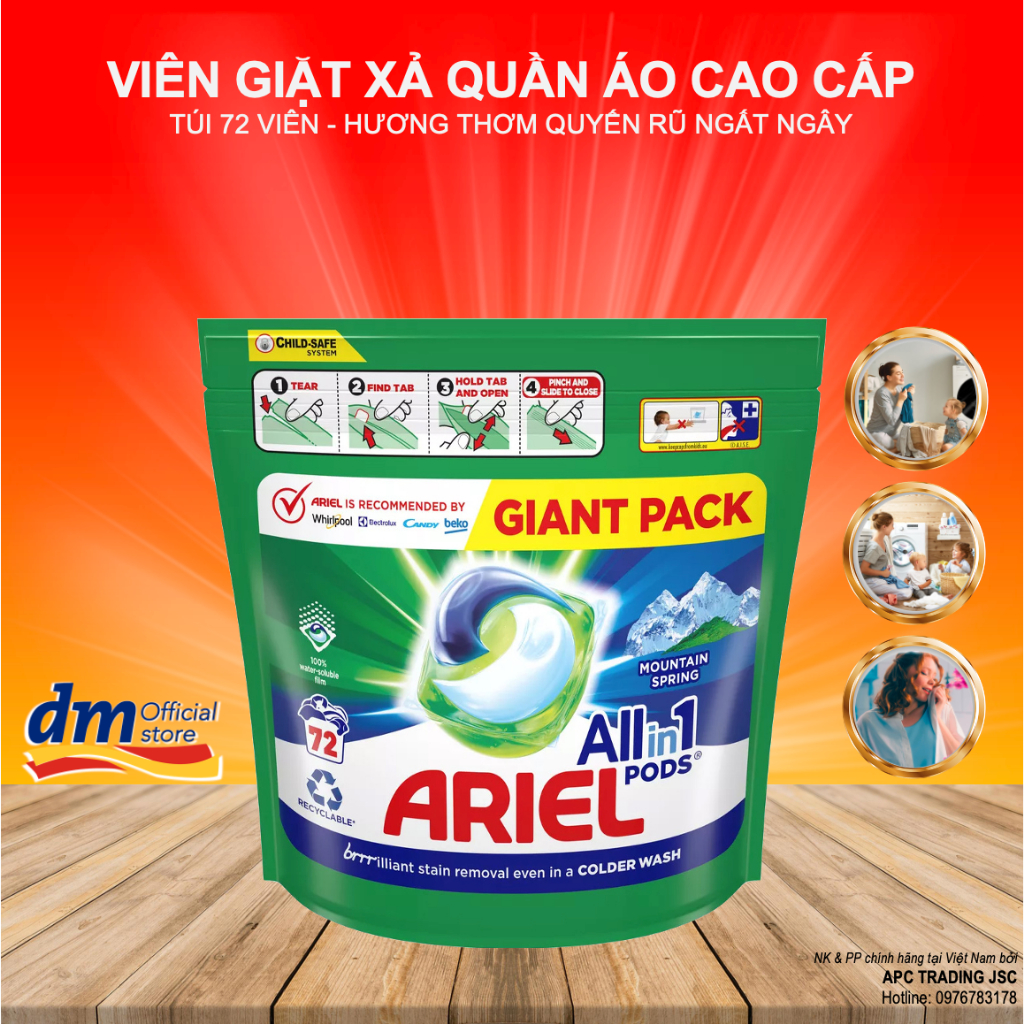 Viên Giặt Xả Cao Cấp Ariel All in 1 Hương Thơm Ngất Ngây Nhập Khẩu Đức ...