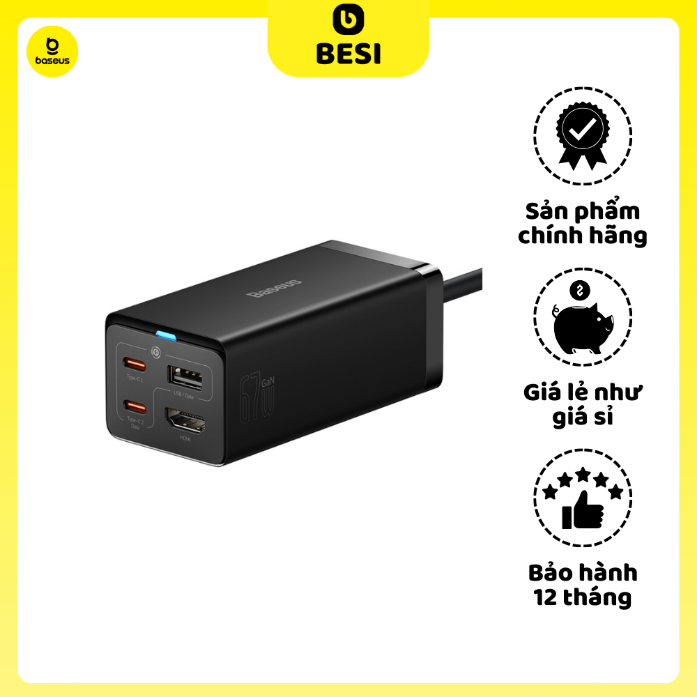 Củ Sạc Nhanh Kiêm Hub Mở Rộng Đa Năng 2 in 1 Baseus GaN5 Pro Desktop ...