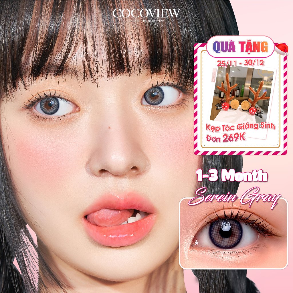 (Chính Hãng) Kính Áp Tròng Hàn Quốc Màu Tự Nhiên COCOVIEW SEREIN GRAY Độ Cận 0.00 - 8.00 ...