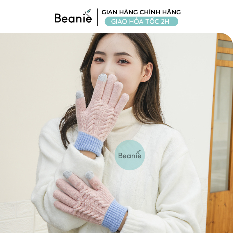 Găng Tay Len Trơn Dễ Thương BEANIE Hỗ Trợ Cảm Ứng Màn Hình, Đôi Bao Tay Cute Chống Nắng Và Giữ ...