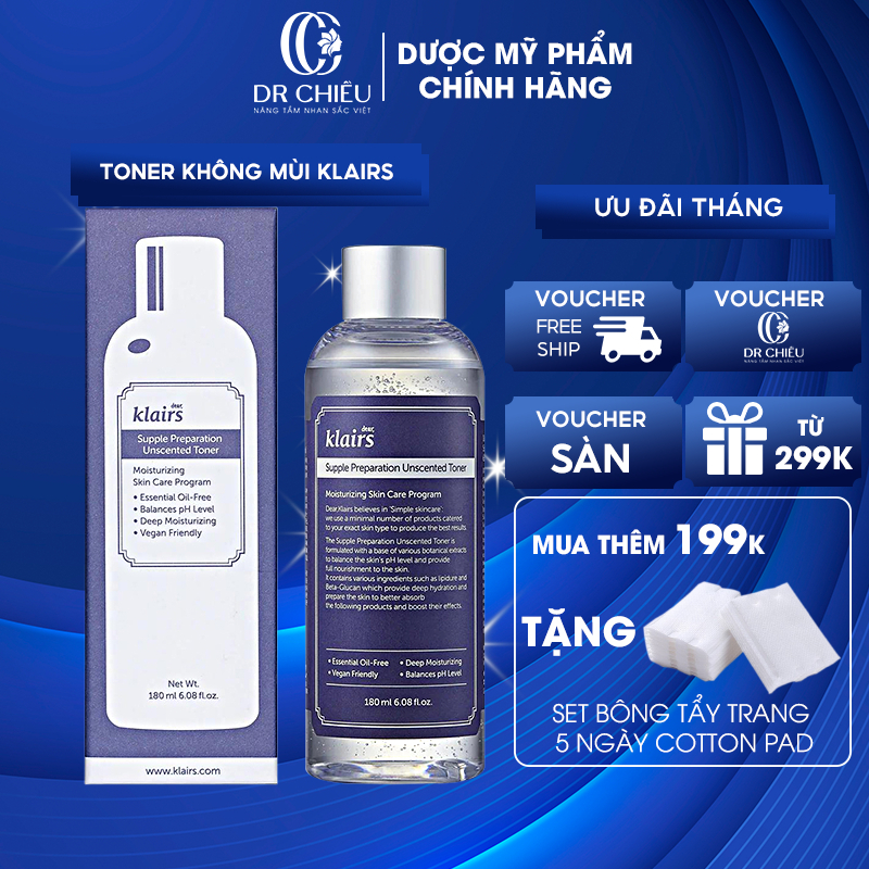 Toner Klairs 180ml phục hồi da dưỡng da trắng sáng giúp giảm mụn cấp ẩm ...