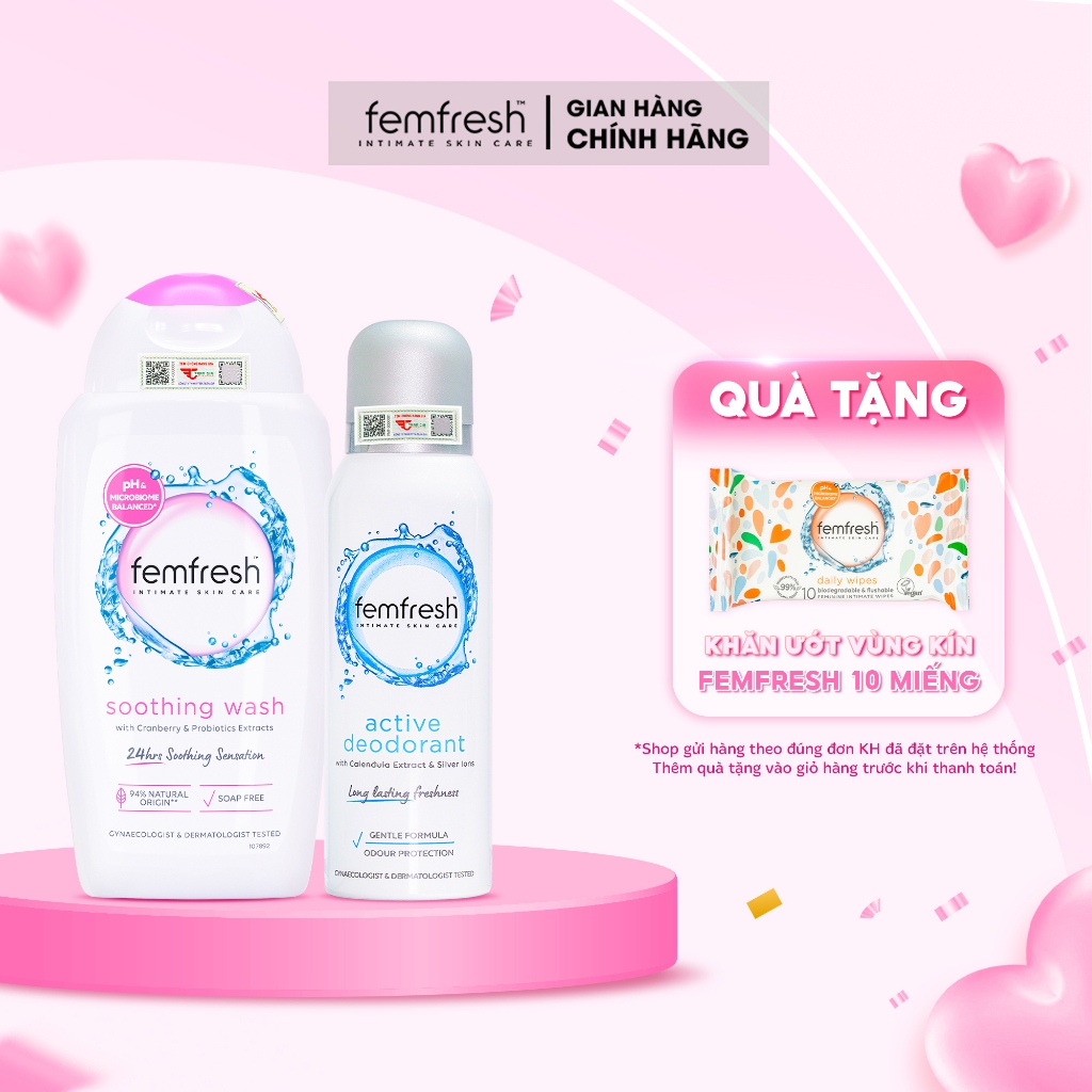 Combo Ngăn Ngừa Các Vấn Đề Phụ Khoa, DDVS Femfresh Soothing Wash & Xịt ...