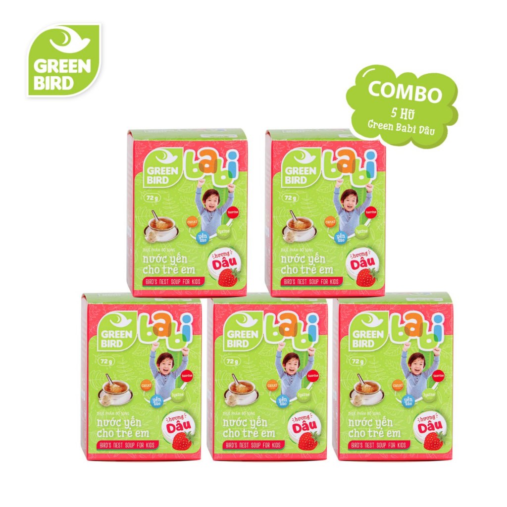 Combo 5 hũ Green Bird babi - Hương dâu - Dành cho trẻ em - 72g/hũ ...