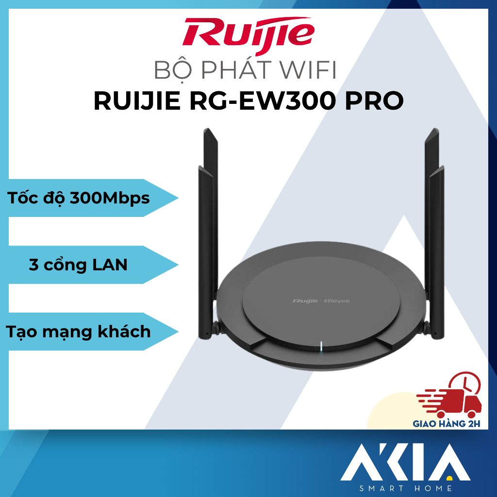 Bộ phát wifi Ruijie RG-EW300 PRO 300Mbps - Hỗ trợ 3 cổng LAN, wifi 2.4 ...