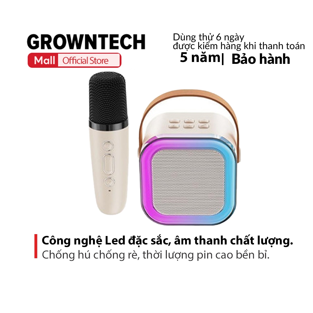 Loa karaoke mini K2 đèn led bluetooth du lịch GrownTech tặng kèm mic ...