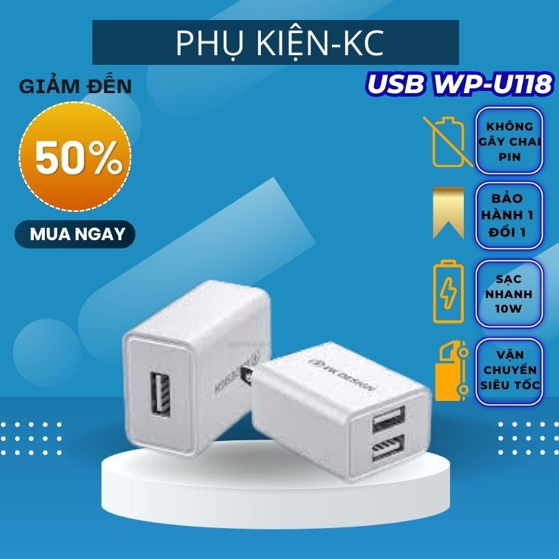 Bộ củ cáp sạc 10W siêu bền WP-U118a sạc nhanh tiêu chuẩn PHUKIEN-KC | Shopee Việt Nam