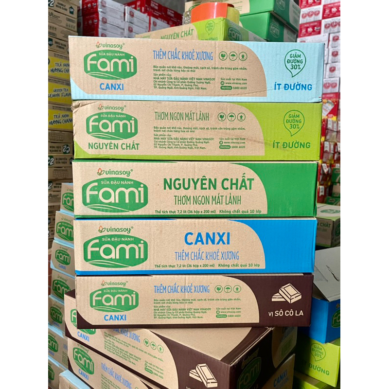 Thùng Sữa Fami Các Vị Nguyên Chất, Canxi, Socola X 36 Hộp | Shopee Việt Nam