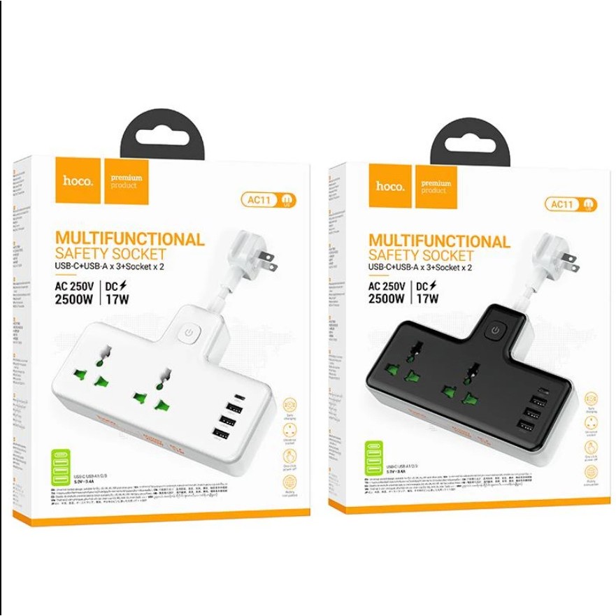 Ổ Điện Thông Minh Nhiều Cổng Sạc Hoco AC11 chống cháy nổi 4 cổng Type-C ...