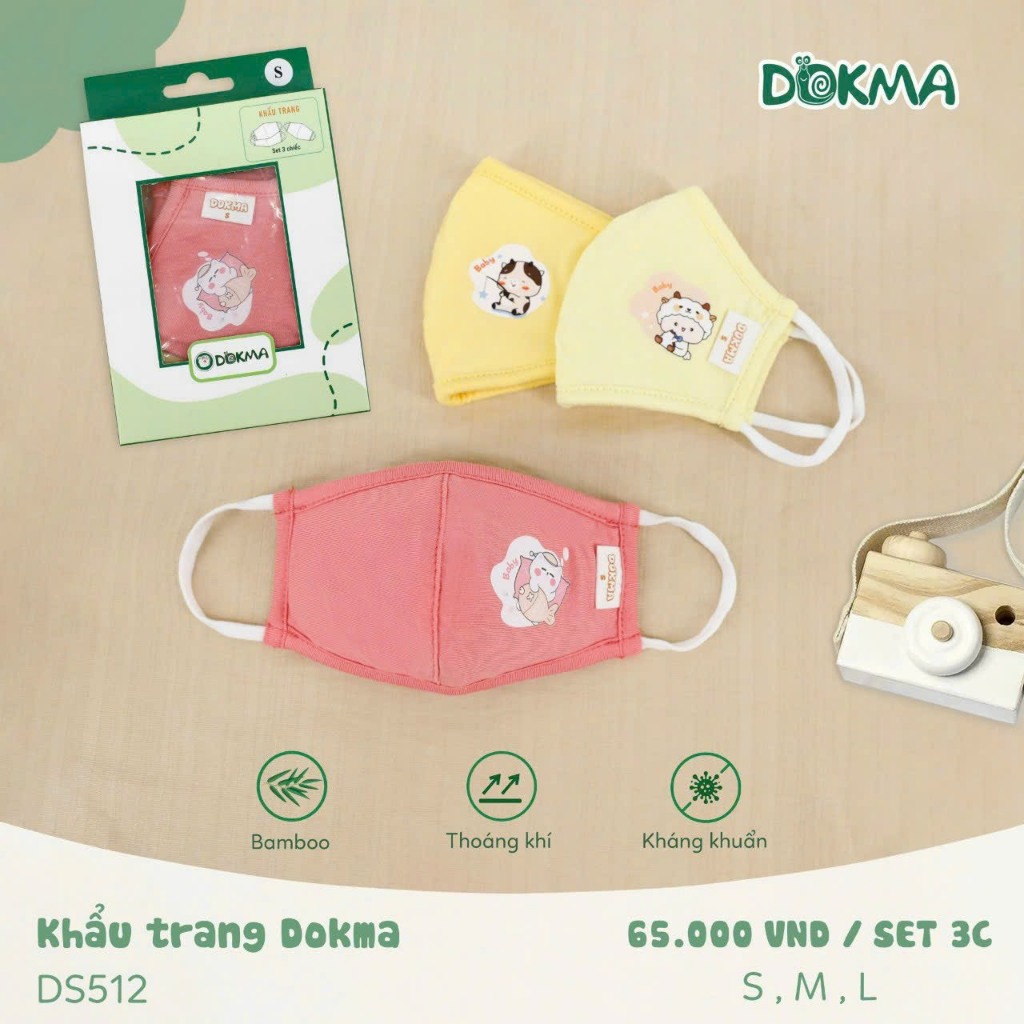 Khẩu trang vải Dokma cho bé (hộp set 3 cái) | Shopee Việt Nam