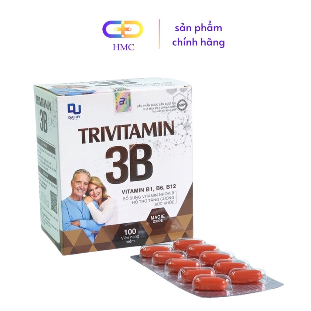 TRIVITAMIN 3B hộp 100 viên nang mềm - Bổ sung Vitamin nhóm B (B1 - B6 ...