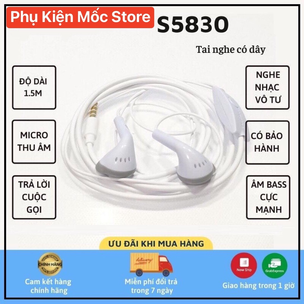 Tai nghe dây nhét tai S5830 dùng cho các dòng điện thoại cổng 3,5mm - Mốc Store | Shopee Việt Nam