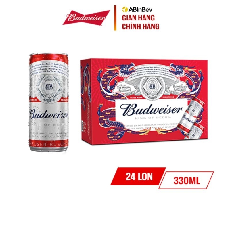 Thùng 24 lon Bia Budweiser sleek (330ml/lon) | Shopee Việt Nam