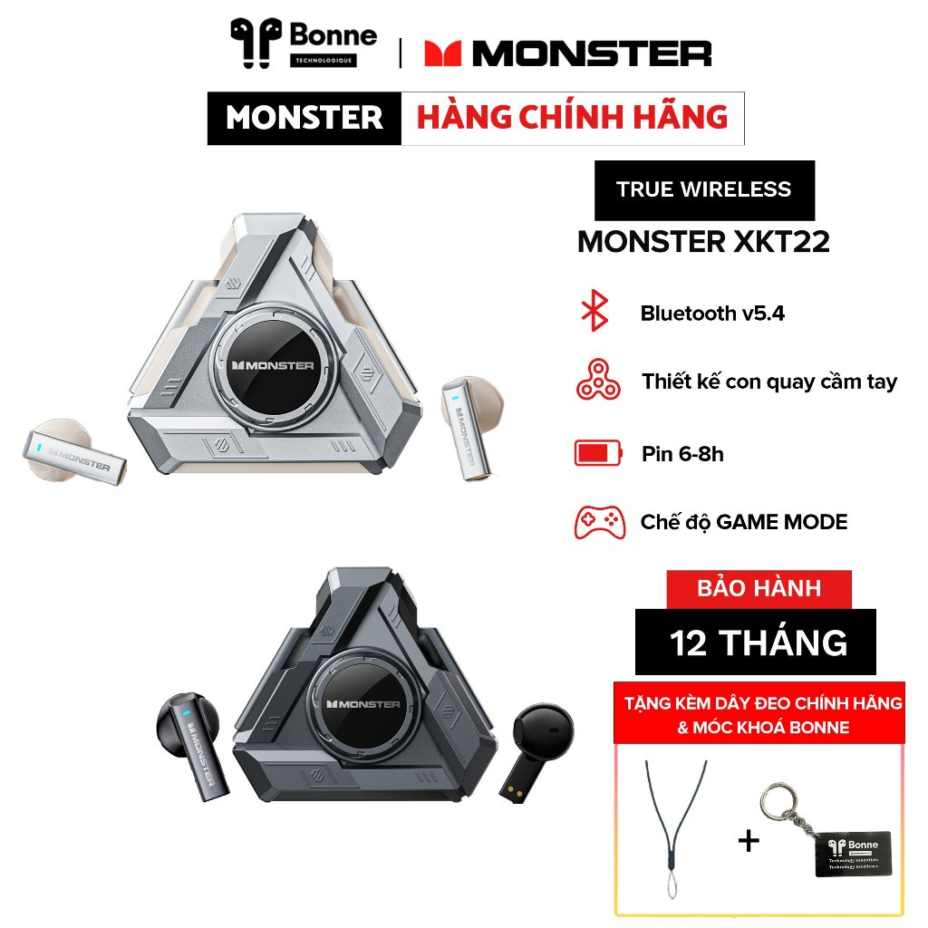 Tai nghe bluetooh MONSTER XKT22 by BONNE TECH, true wireless chính hãng ...