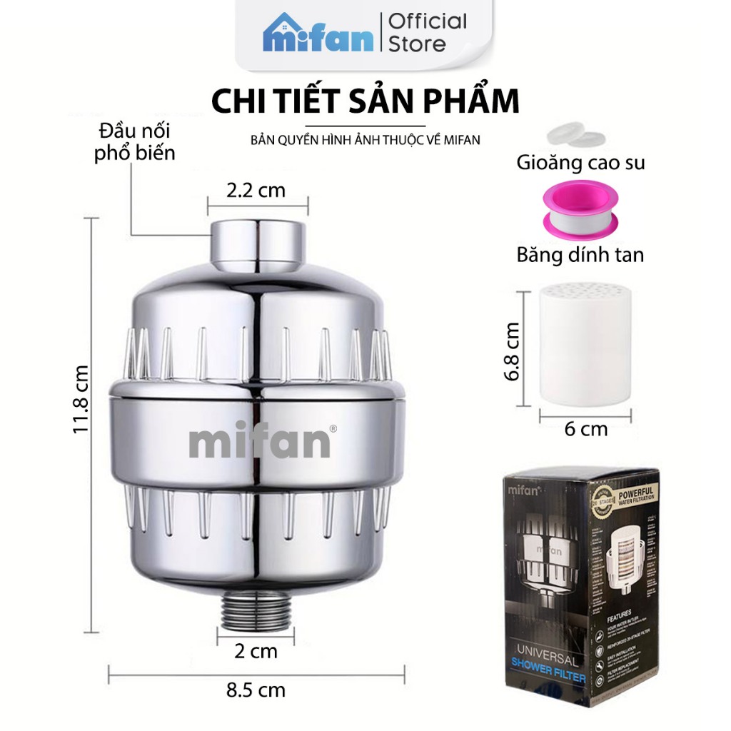 Bộ Lọc Nước Đầu Vòi Hoa Sen 20 Bước MIFAN - Làm mềm nước, giảm khô ngứa ...