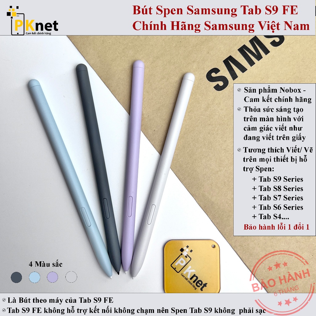 Bút Spen Samsung Tab S9 FE Chính hãng, tương thích với mọi thiết bị hỗ ...