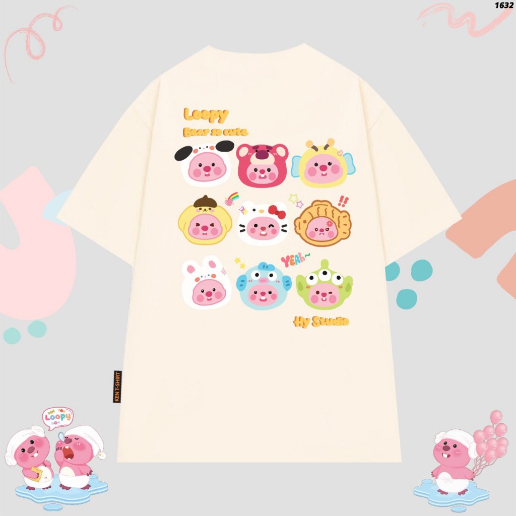 Áo thun Loopy HY KOREA Nhiều đầu Loopy 1632 tay lỡ form rộng dễ thương ...