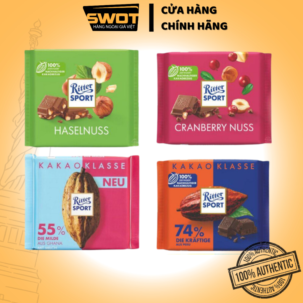 Socola Ritter Sport Đức nhiều vị 100g, Socola Đức cao cấp, thơm ngon ...