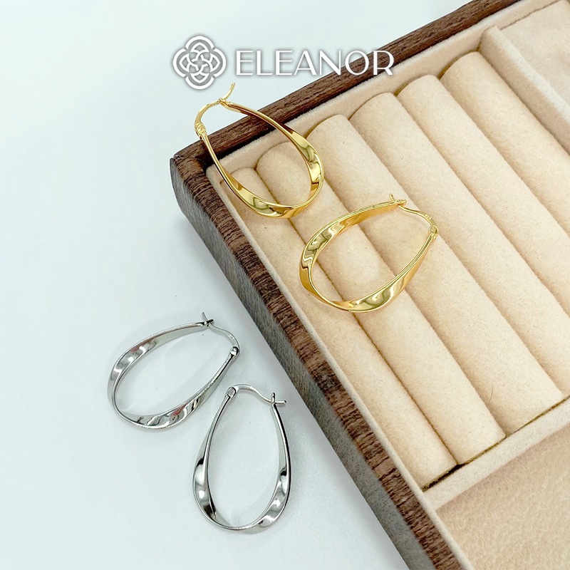 Bông tai nữ chuôi bạc 925 Eleanor Accessories dáng tròn viền xoắn phụ ...