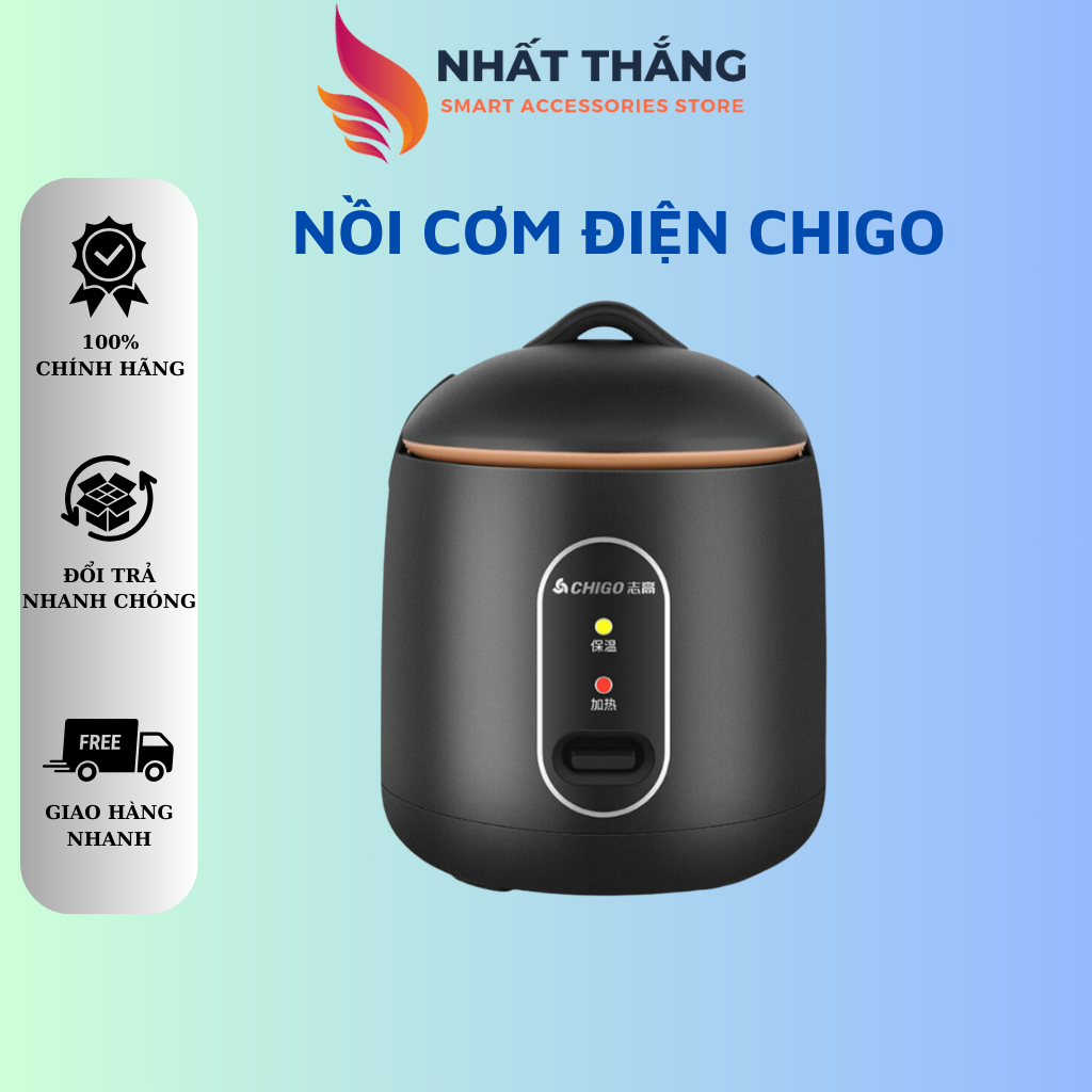 Nồi Cơm Điện Mini CHIGO 1,2L Đa Năng Nấu Hầm Súp Cháo Tráng Chống Dính Không Sợ Tróc, Công Suất ...