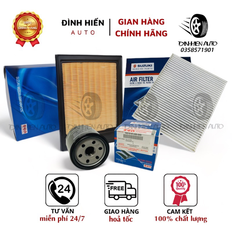 Combo 3 lọc Suzuki XL7 (2017-2023): Lọc gió động cơ + lọc gió điều hoà ...