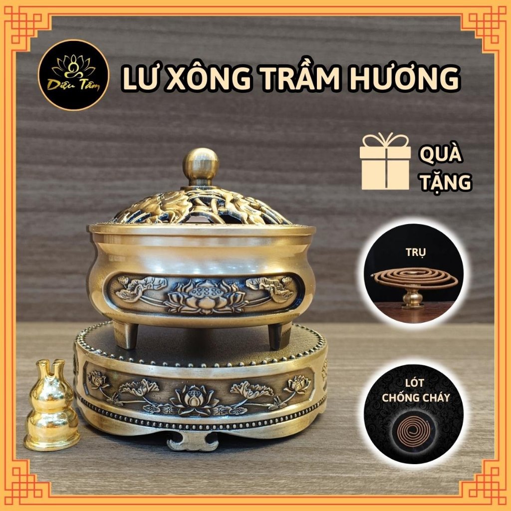 Lư xông trầm hương và đế đôn kê lư hương lư đốt trầm thay thác khói trầm hương lò xông | Shopee ...