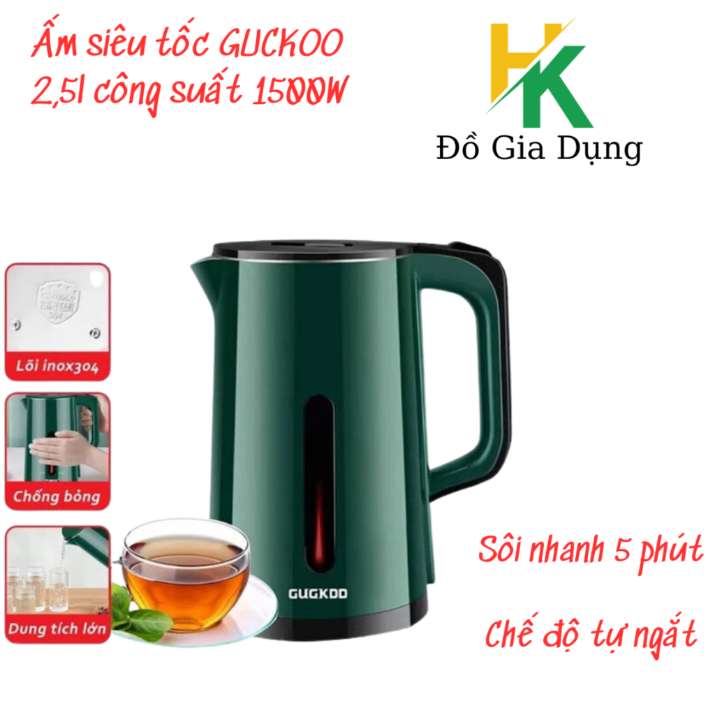 Ấm Siêu Tốc Cuckoo 2 Lớp, Công Suất Lớn 1500W, Ấm Đun Nước Siêu Tốc Dung Tích 2.5L | Shopee Việt Nam