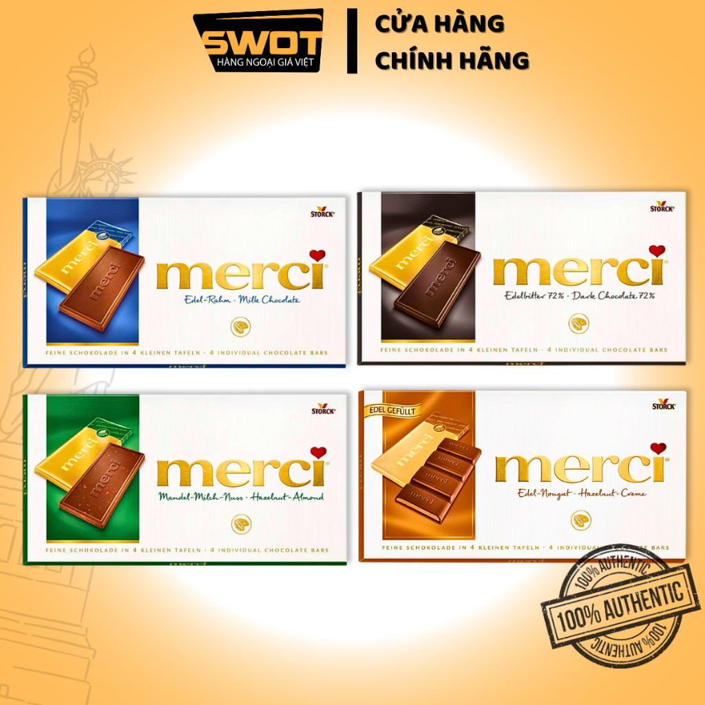 Socola Thanh MERCI Đức nhiều vị 100g, Chocolate Đức thượng hạng thơm ...
