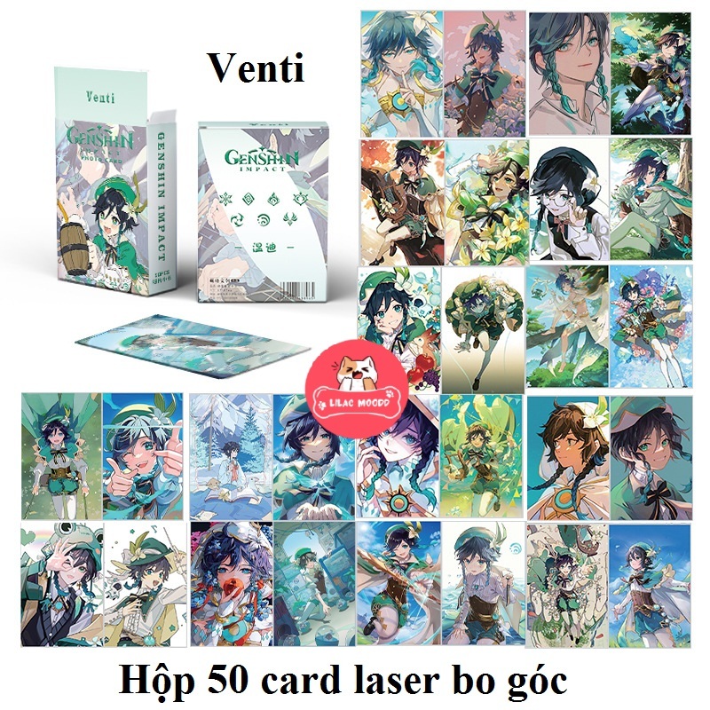 (sẵn-mới 2024) Venti / Genshin Impact | Hộp thẻ card laser 50 tấm ...