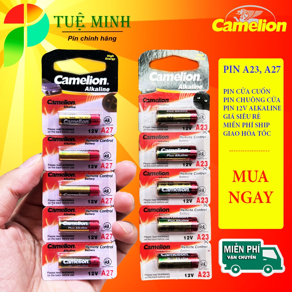( Vỉ 5 Viên ) Pin Camelion A23, A27 12V Alkaline, Pin cửa cuốn, pin chuông của A23, A27 giá siêu ...